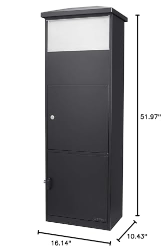 Barska Steel Freestanding Floor Lockable Large Drop Slot Mail Box Safe with Parcel Compartment, (Black)
