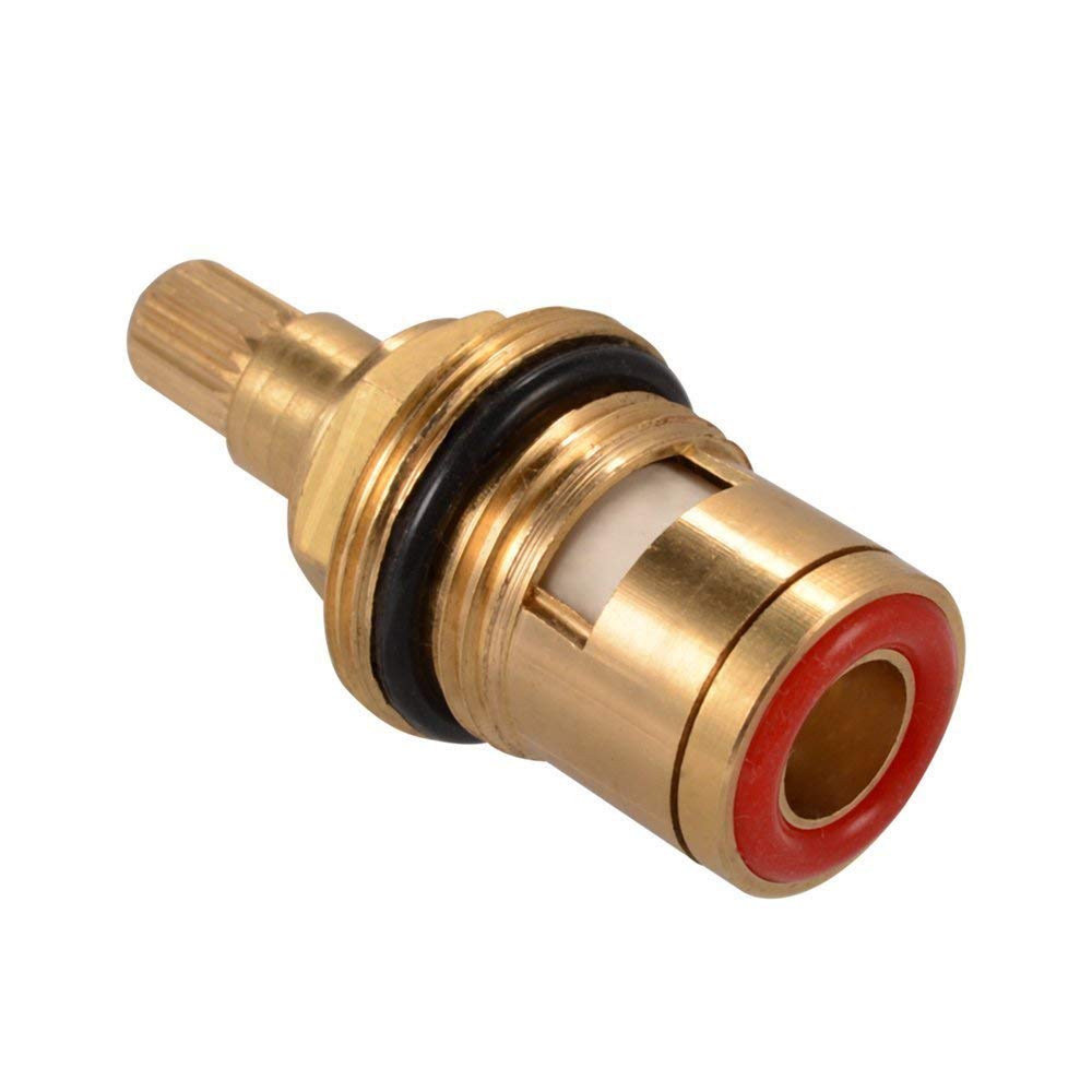 Brass Ceramic Stem Disc Cartridge Faucet Valve Replacement Quarter Turn 1/2" for Bathroom Kitchen Tap (1 Pair Hot & Cold)