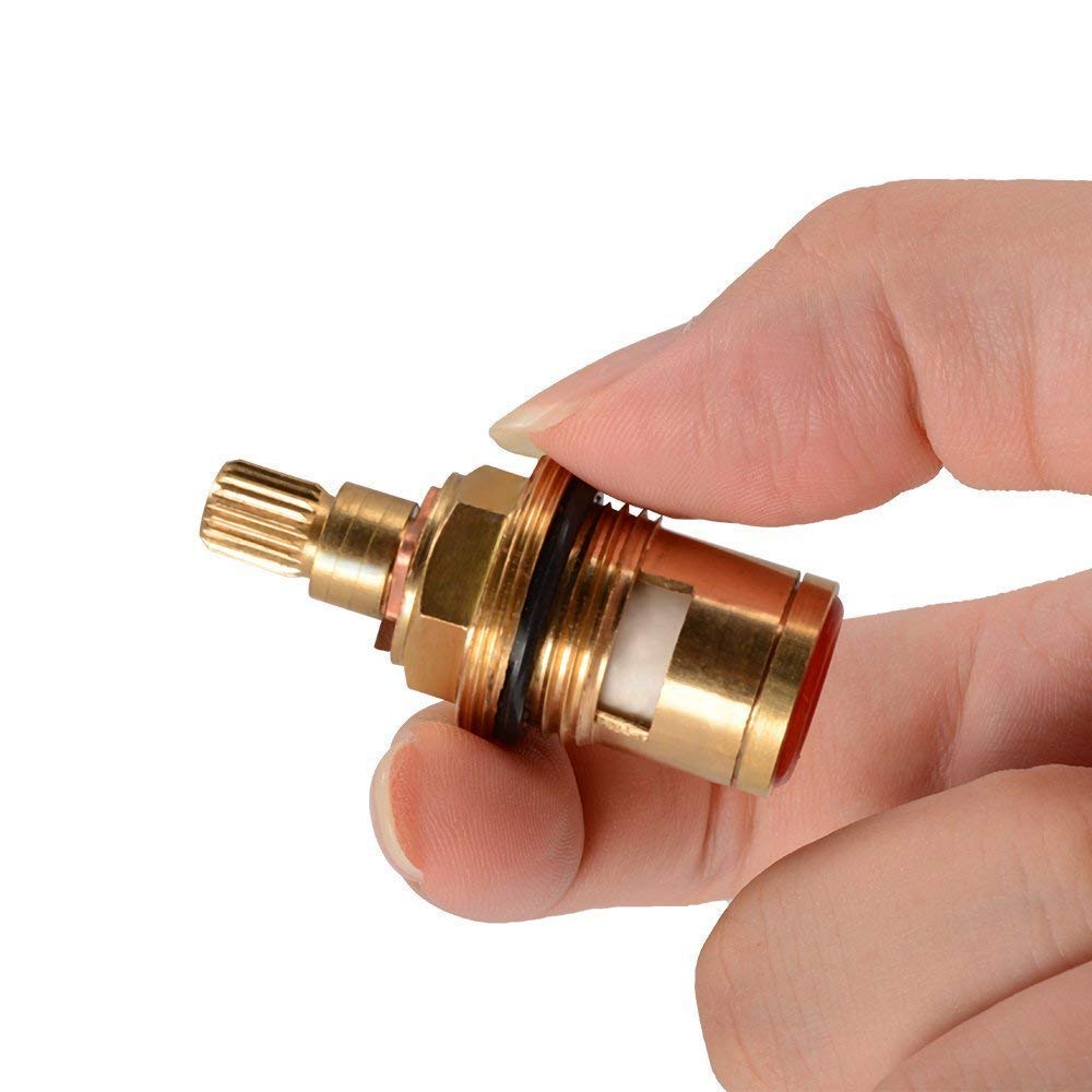 Brass Ceramic Stem Disc Cartridge Faucet Valve Replacement Quarter Turn 1/2" for Bathroom Kitchen Tap (1 Pair Hot & Cold)