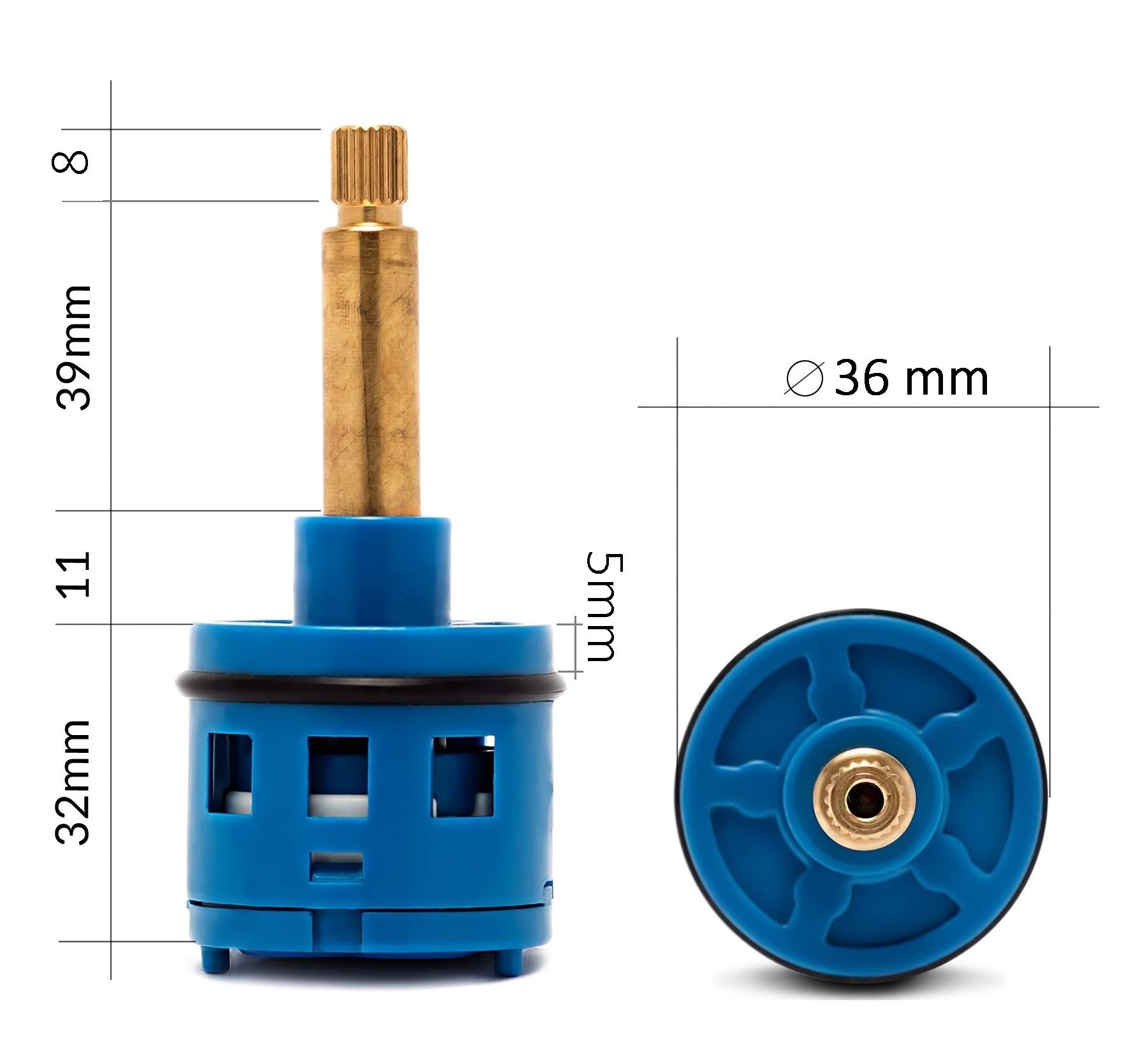 Ceramic Cartridge Replacement Brass Diverter 5 Way Panel Shower Faucet D 36 L 39mm