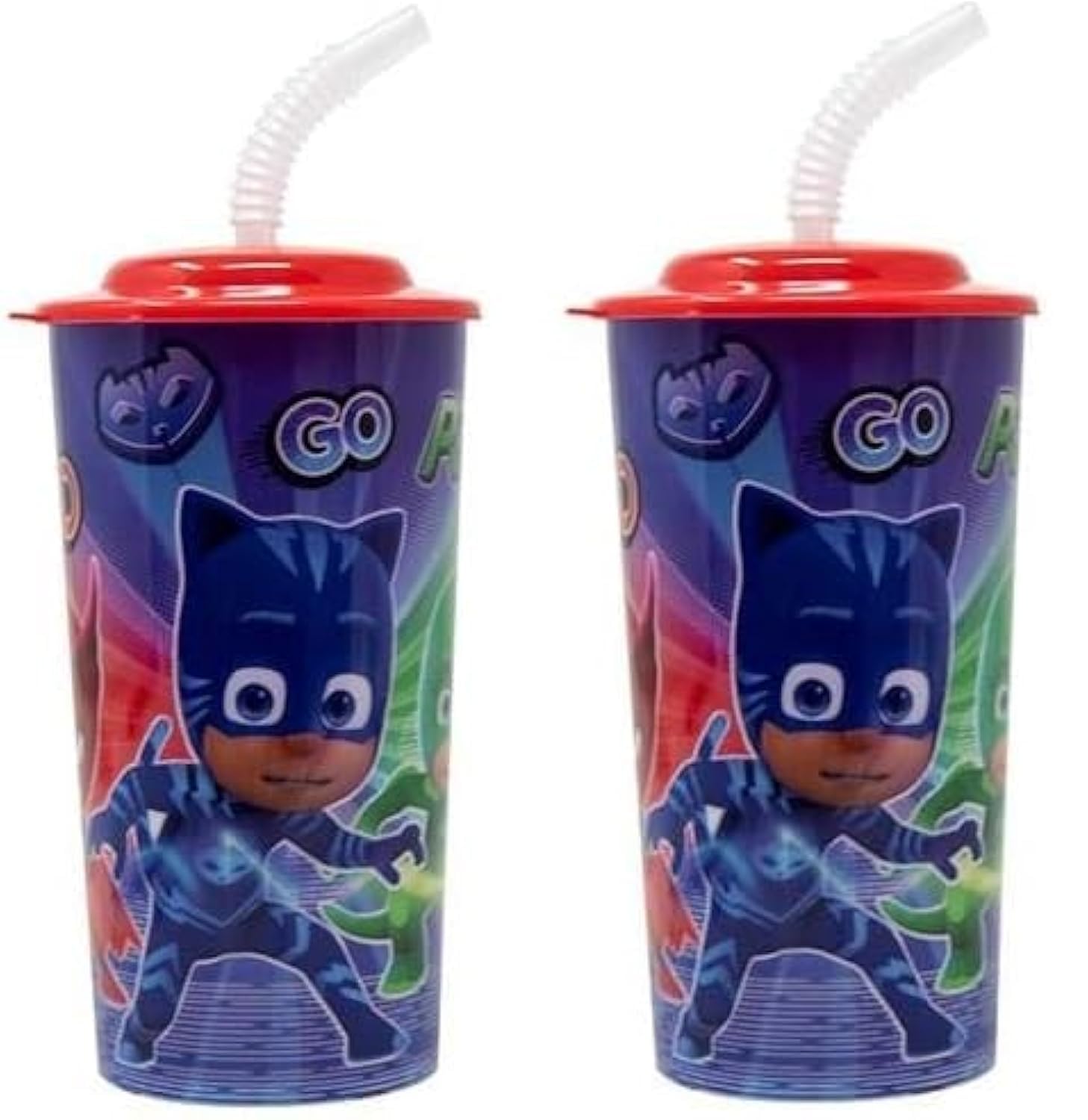 Zak Designs PJ Masks 16 oz PP Sports Tumbler w lid and Straw-Set of 2