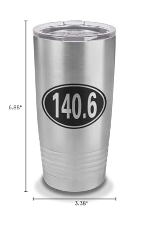 Custom Oval 140.6 20 oz Laser Engraved Polar Camel Stainless Steel Vacuum Insulated Tumbler w/Clear Lid ironman triathlon - Customizable - Stainless Steel