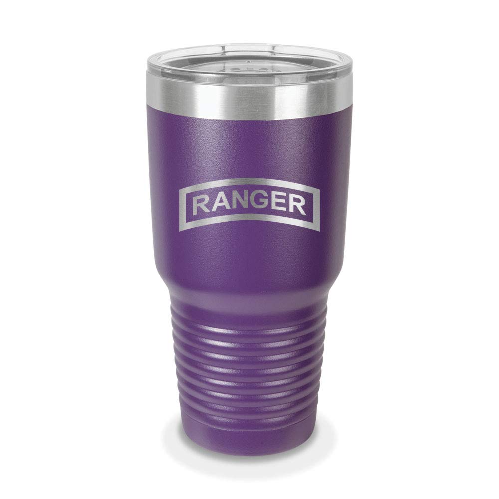 United States Army Rangers 30 oz Laser Engraved Polar Camel Stainless Steel Vacuum Insulated Tumbler w/Clear Lid elite infantry unit spec op - Customizable - Purple