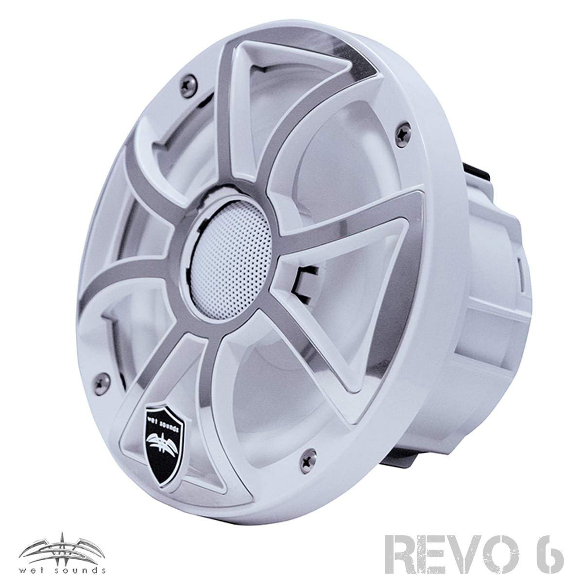 Wet Sounds REVO 6-XSW-SS White XS/Stainless Overlay Grill 6.5 Inch Marine LED Speakers (Pair) (Renewed)