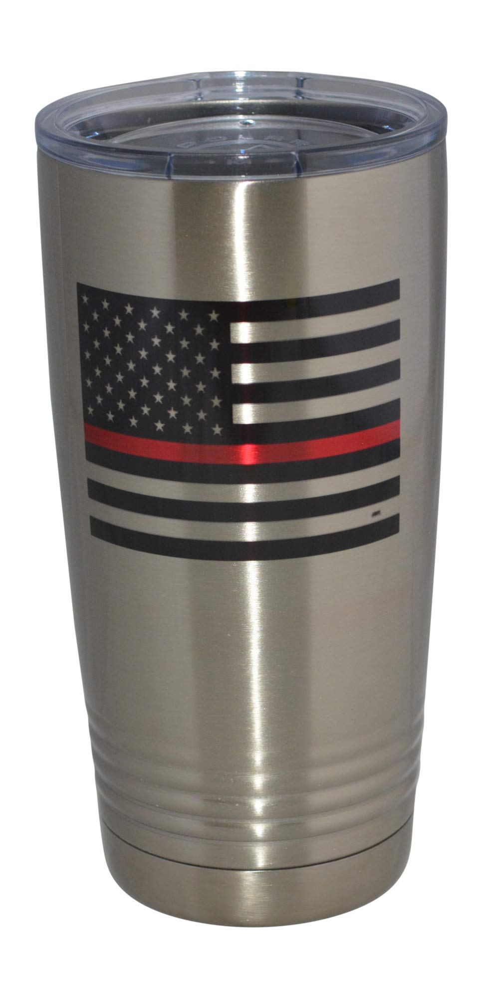 Rogue River Tactical Thin Red Line Flag Firefighter 20 Oz. Travel Tumbler Mug Cup w/Lid Vacuum Insulated Fire Fighter Department FD Fireman Gift