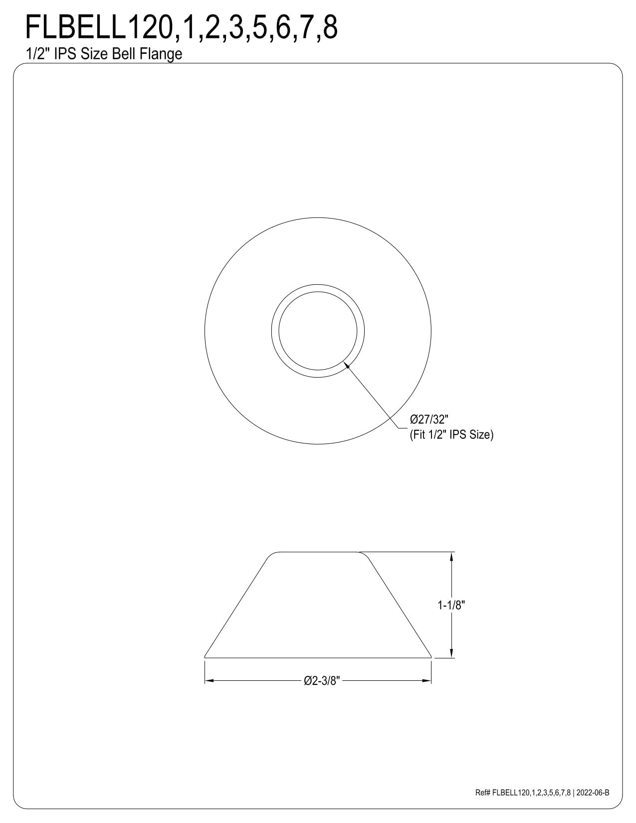 Kingston Brass FLBELL127 Made To Match Bell Flange, Brushed Brass
