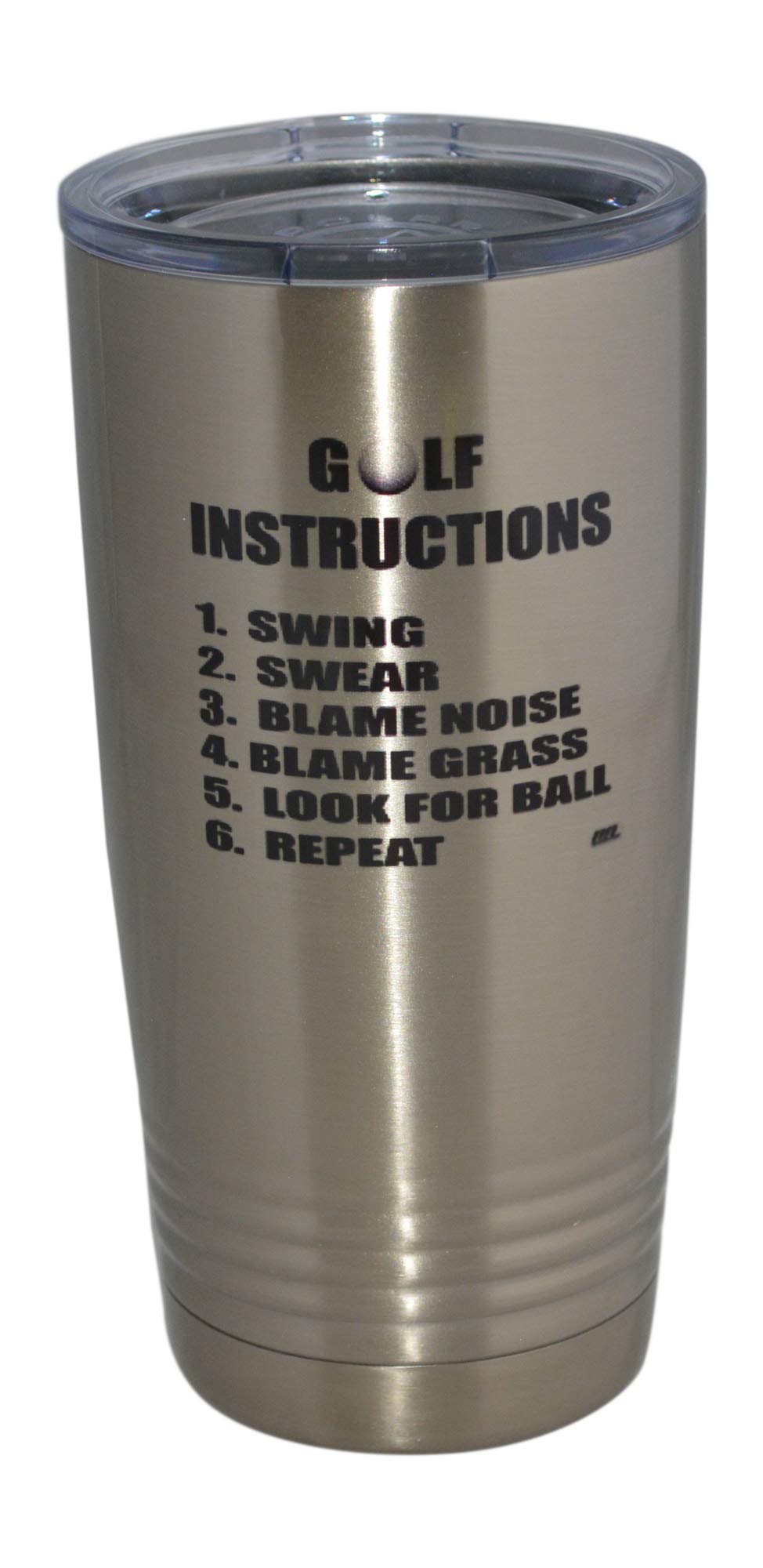 Rogue River Tactical Funny Golf Instructions 20 Oz. Travel Tumbler Mug Cup w/Lid Vacuum Insulated Hot or Cold Gift For Golfer Dad Grandpa Ball