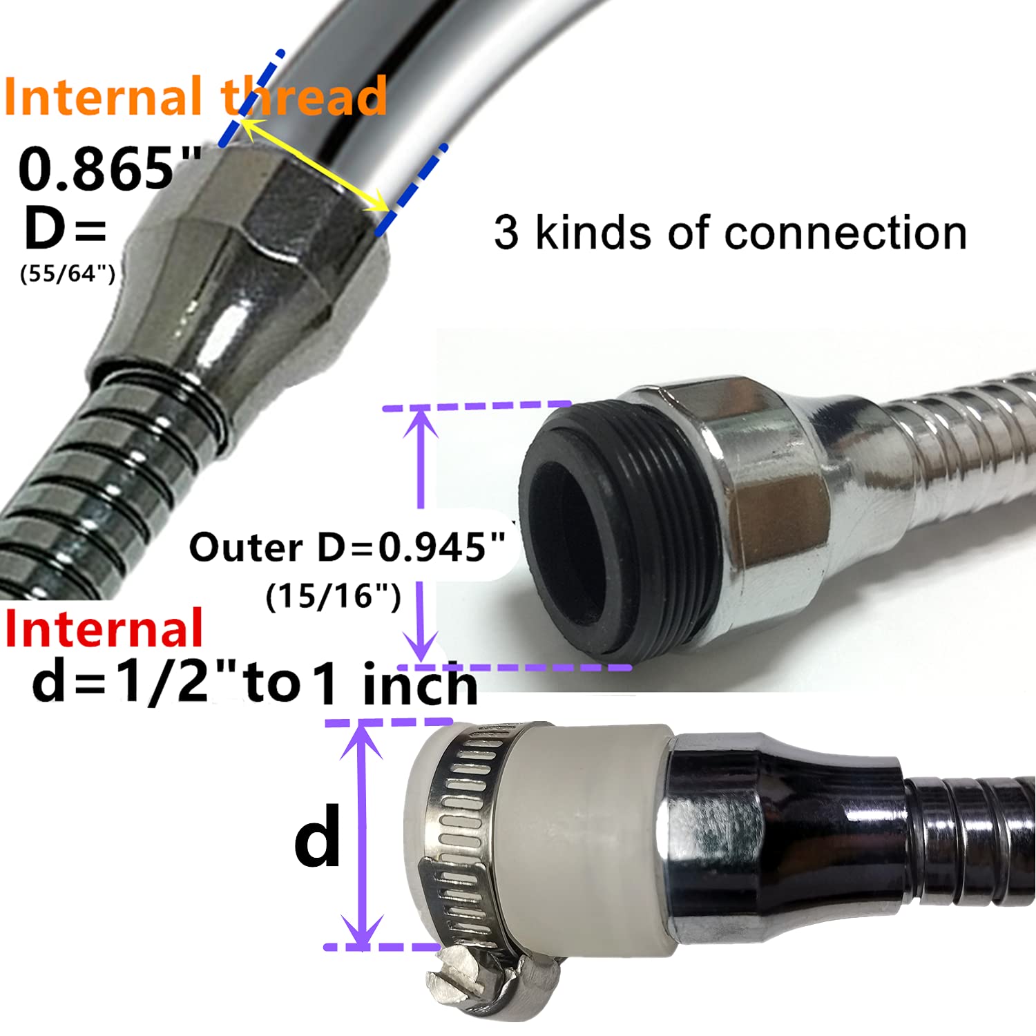 Flexible Faucet Sprayer Attachment 360 ° Kitchen Sink Aerator Extender ABS Polished Chrome for Cold Hot Water (Silver)
