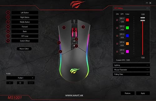 havit HV-MS1001 Gamer Mouse, 7 Buttons - Macro and DPI