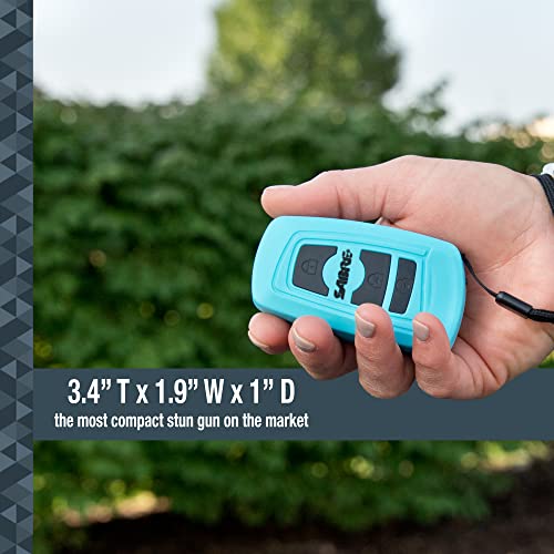 SABRE Compact Stun Gun, Flashlight & Personal Alarm –Rechargeable 3-in-1 Personal Safety Tool w/ Wrist Strap for Quick Access
