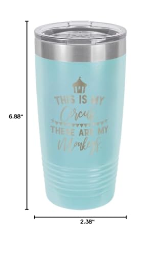 THIS IS MY CIRCUS THESE ARE MY MONKEYS Light Blue 20 oz Drink Tumbler With Straw | Engraved Stainless Steel Travel Mug | Funny Quote Gift Idea | OnlyGifts.com
