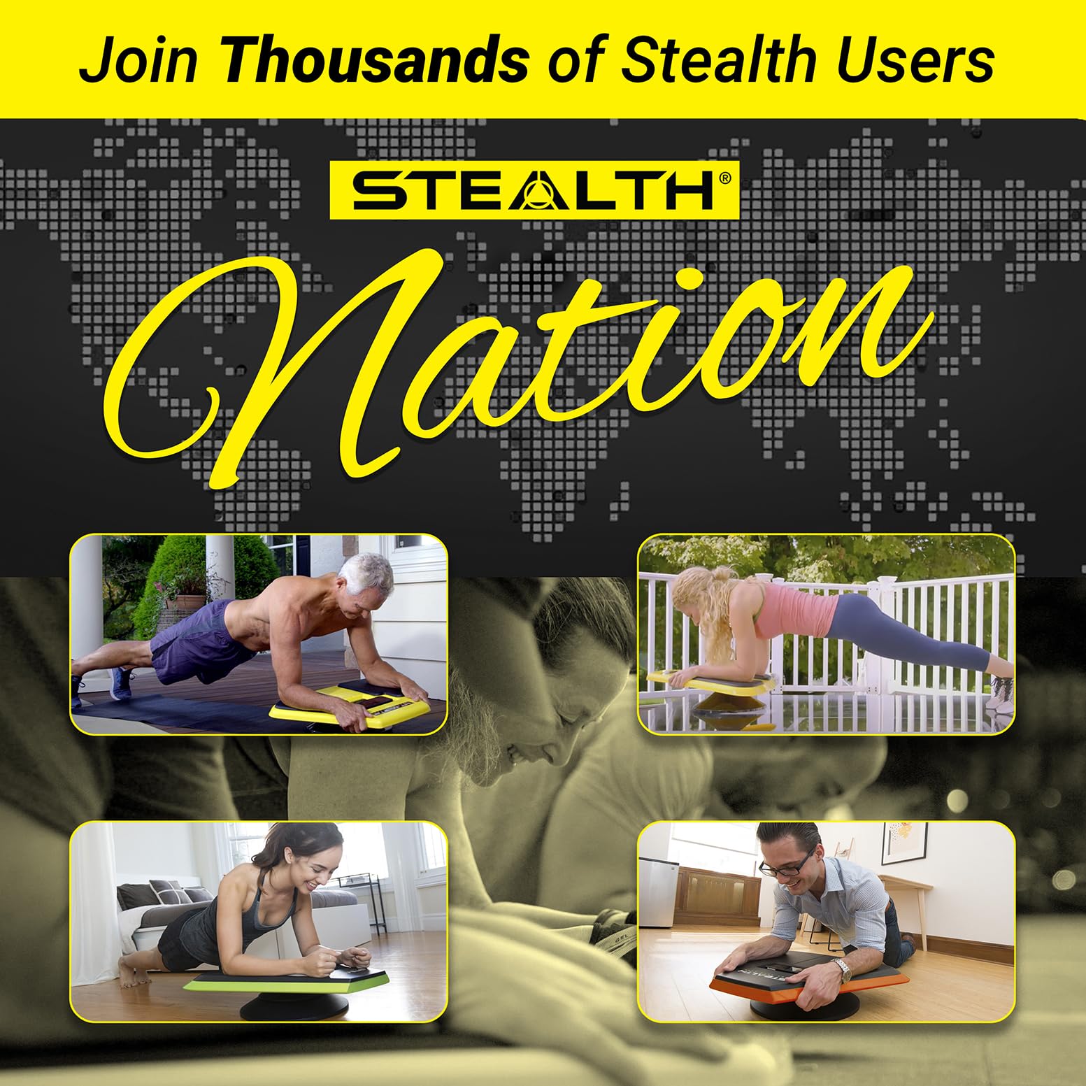 Stealth Abs + Plank Core Trainer - Get Strong Sexy Abs and Lean Core Playing Games On Your Phone, Free iOS/Android App, 4 Free Mobile Games Included, Dynamic Training, Only 3 Minutes a Day (Yellow)