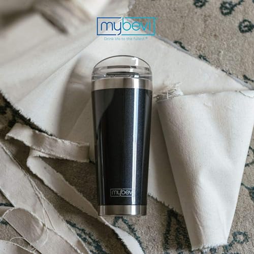 MyBevi Classic Premium Stainless Steel Tumbler with 12-Hour Temperature Control, Tritan Lid, and BPA-Free Construction | Black Sparkle, 26 oz