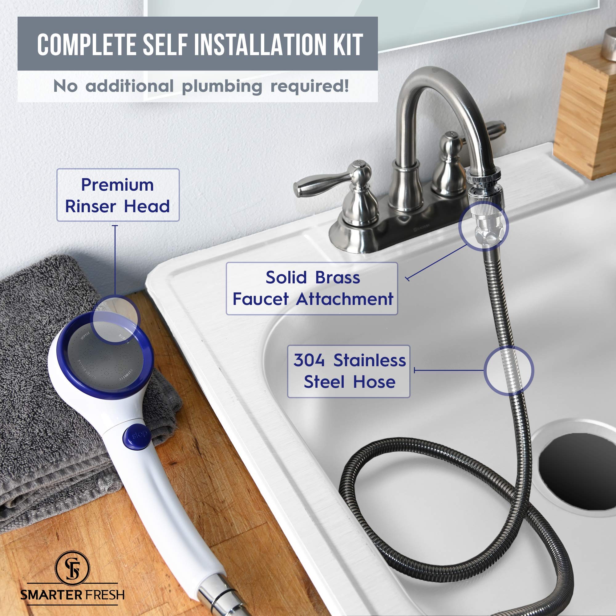 Sink Hose Sprayer Attachment - Faucet Extender - Hair Washing Hose and Sprayer - Extension for Utility Sink, Bathroom, Kitchen, or Laundry Tub (Quick Connection)