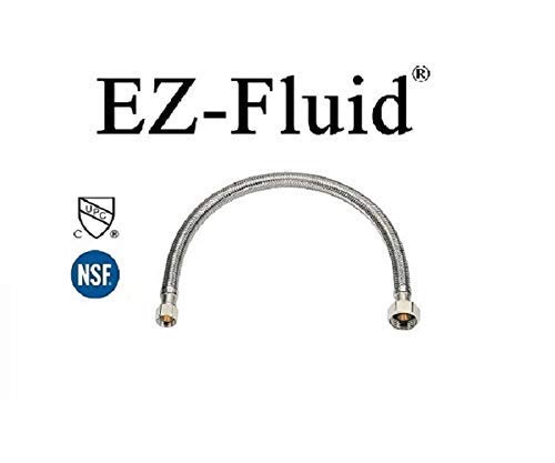EZ-Fluid (10) 20" Water Supply Line,1/2" Fip x 3/8" Comp LF,Brass Nuts,Universal Stainless Steel Braided Faucet Water Supply Line Connector,Water Supply Hose Connector Lines For Kitchen,Bathroom