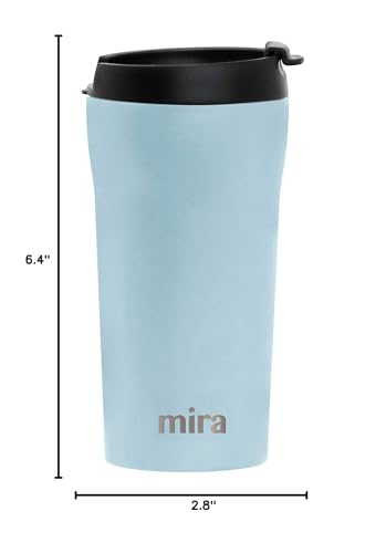 MIRA 12 oz Coffee Travel Mug - Stainless Steel Insulated Tumbler with Leak-Proof Lid - Hot & Cold Cup - Pearl Blue