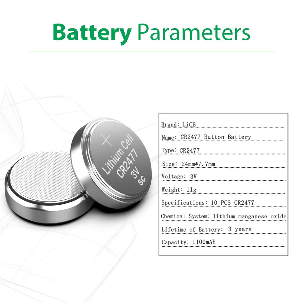 LiCB CR2477 3V Lithium Battery (Pack of 10)