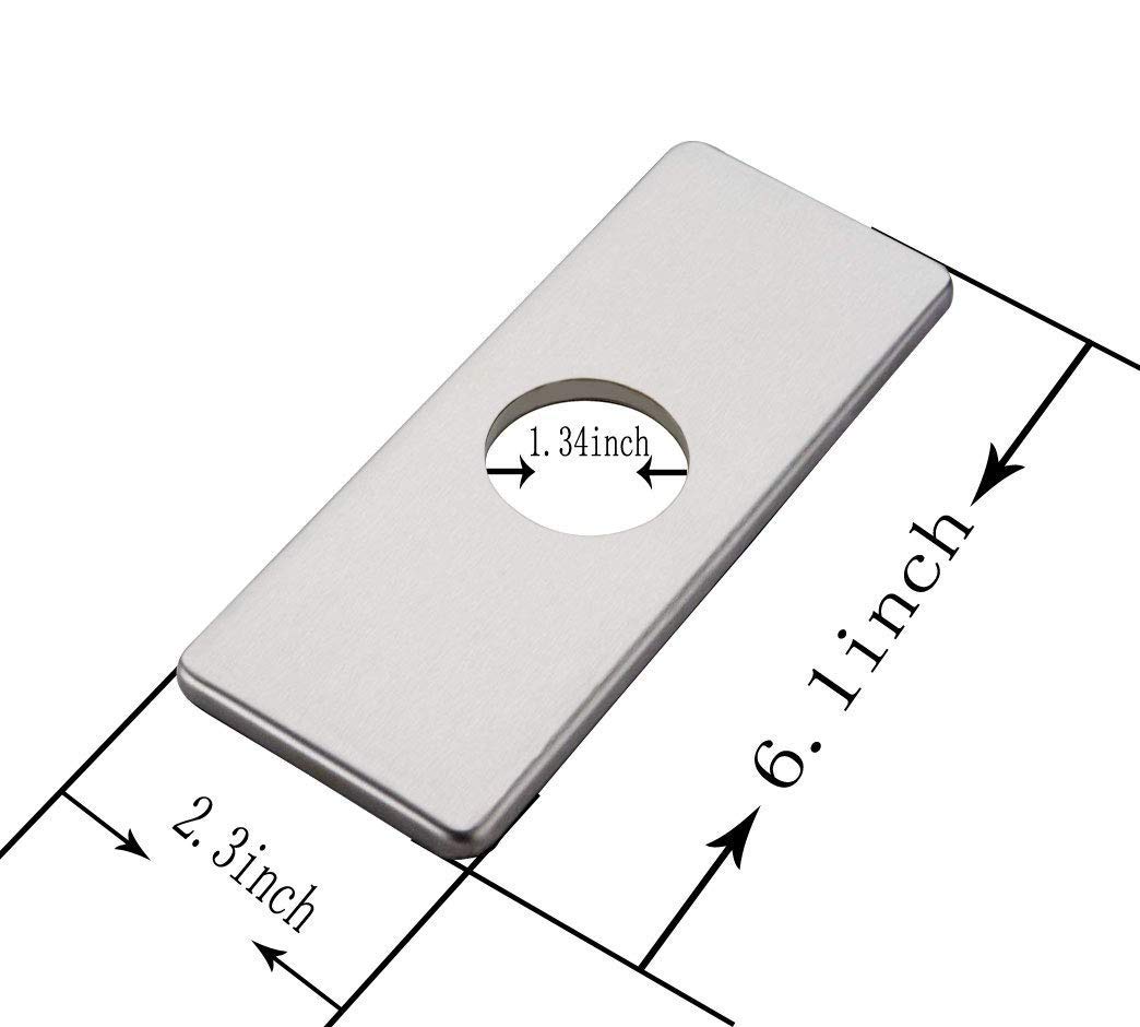 Homevacious 6 inch Bathroom and Kitchen Vanity Sink Faucet 4 inch Hole Cover Deck Plate Square Escutcheon Brushed Nickel Satin Stainless Steel