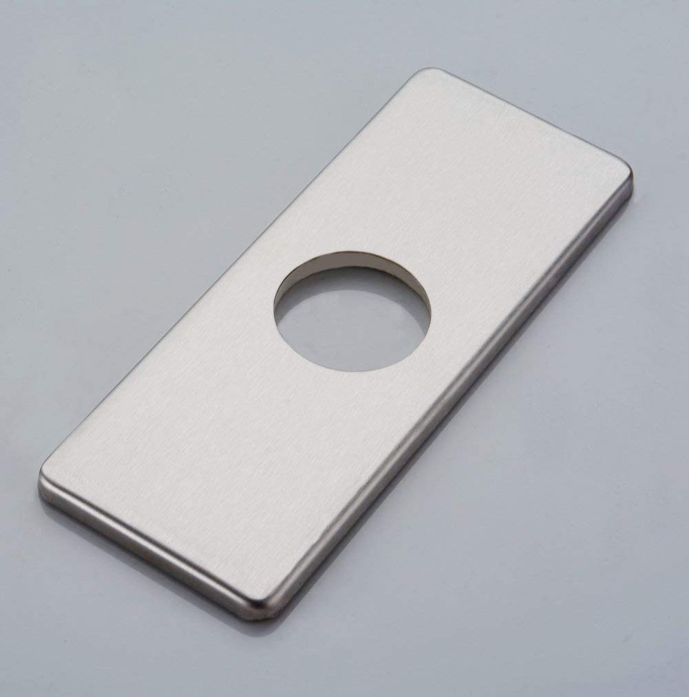 Homevacious 6 inch Bathroom and Kitchen Vanity Sink Faucet 4 inch Hole Cover Deck Plate Square Escutcheon Brushed Nickel Satin Stainless Steel