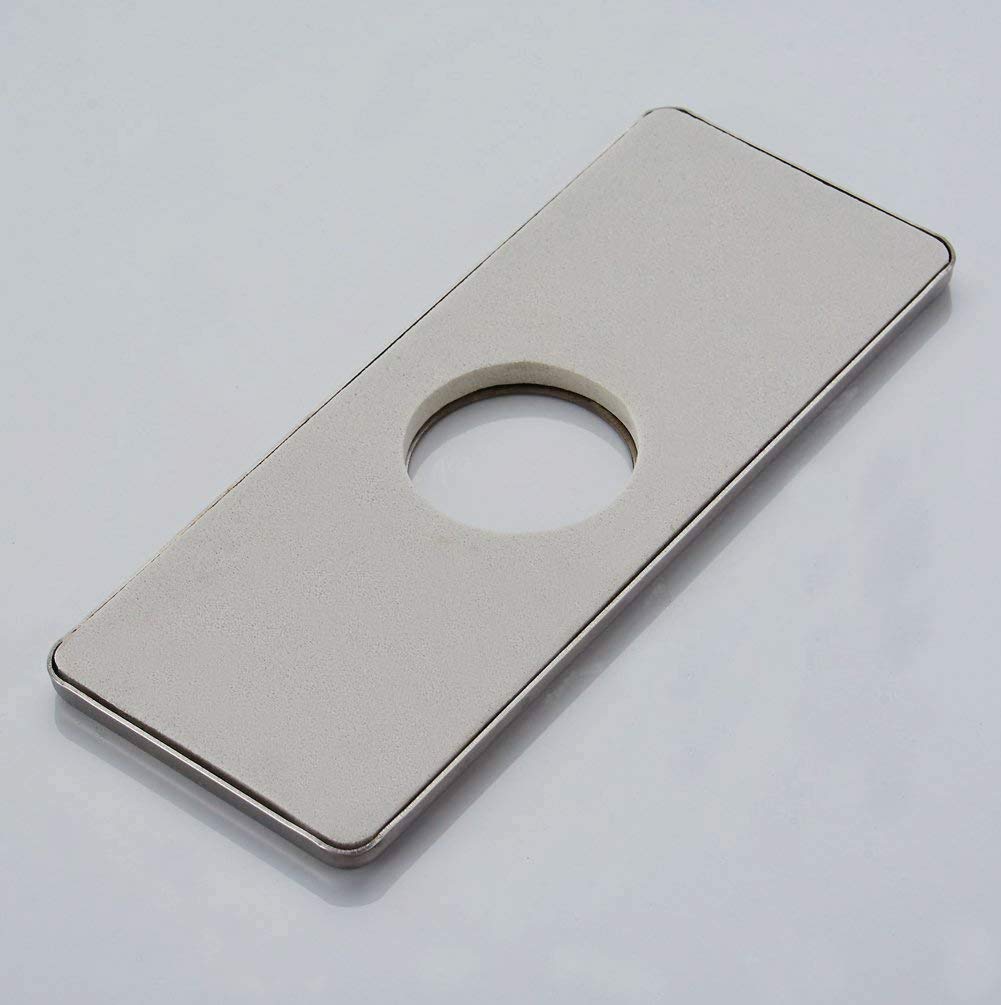 Homevacious 6 inch Bathroom and Kitchen Vanity Sink Faucet 4 inch Hole Cover Deck Plate Square Escutcheon Brushed Nickel Satin Stainless Steel