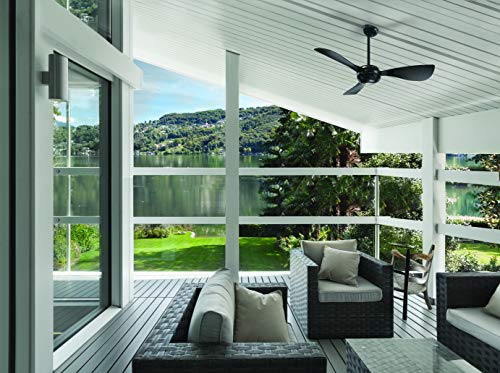 Stargazer Indoor/Outdoor 3-Blade Smart Ceiling Fan 52in Gloss Black with 3000K LED Light Kit and Wall Control works with iOS/Android, Alexa, Google Assistant, Samsung SmartThings, and Ecobee