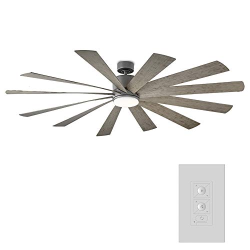 Modern Forms FR-W1815-80L-GH/WG Windflower 80 Inch 12 Blade Indoor/Outdoor Smart Fan with Six Speed DC Motor and LED Light in Graphite Finish Works with Nest, Ecobee, Google Home and iOS/Android App,