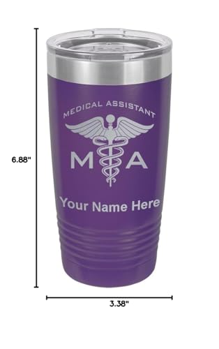LaserGram 20oz Vacuum Insulated Tumbler Mug, MA Medical Assistant, Personalized Engraving Included (Dark Purple)