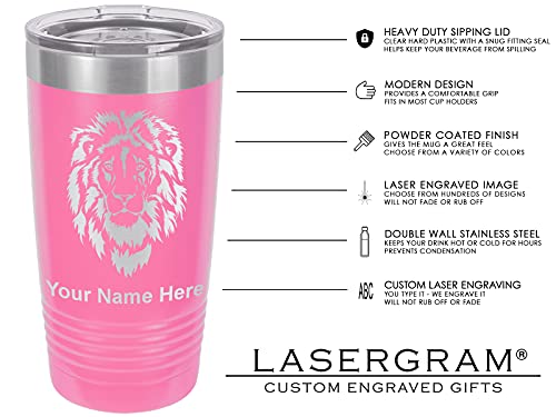 LaserGram 20oz Vacuum Insulated Tumbler Mug, Unicorn, Personalized Engraving Included (Pink)
