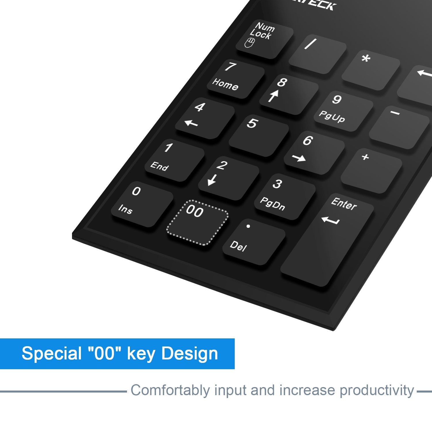 Numeric Keypad & Mouse Combo, Cateck 2.4G 19 Keys Wireless Mini USB Number Pad Keyboard and Mouse Combo with USB Receiver for Laptop Desktop PC Notebook- Just One USB Receiver