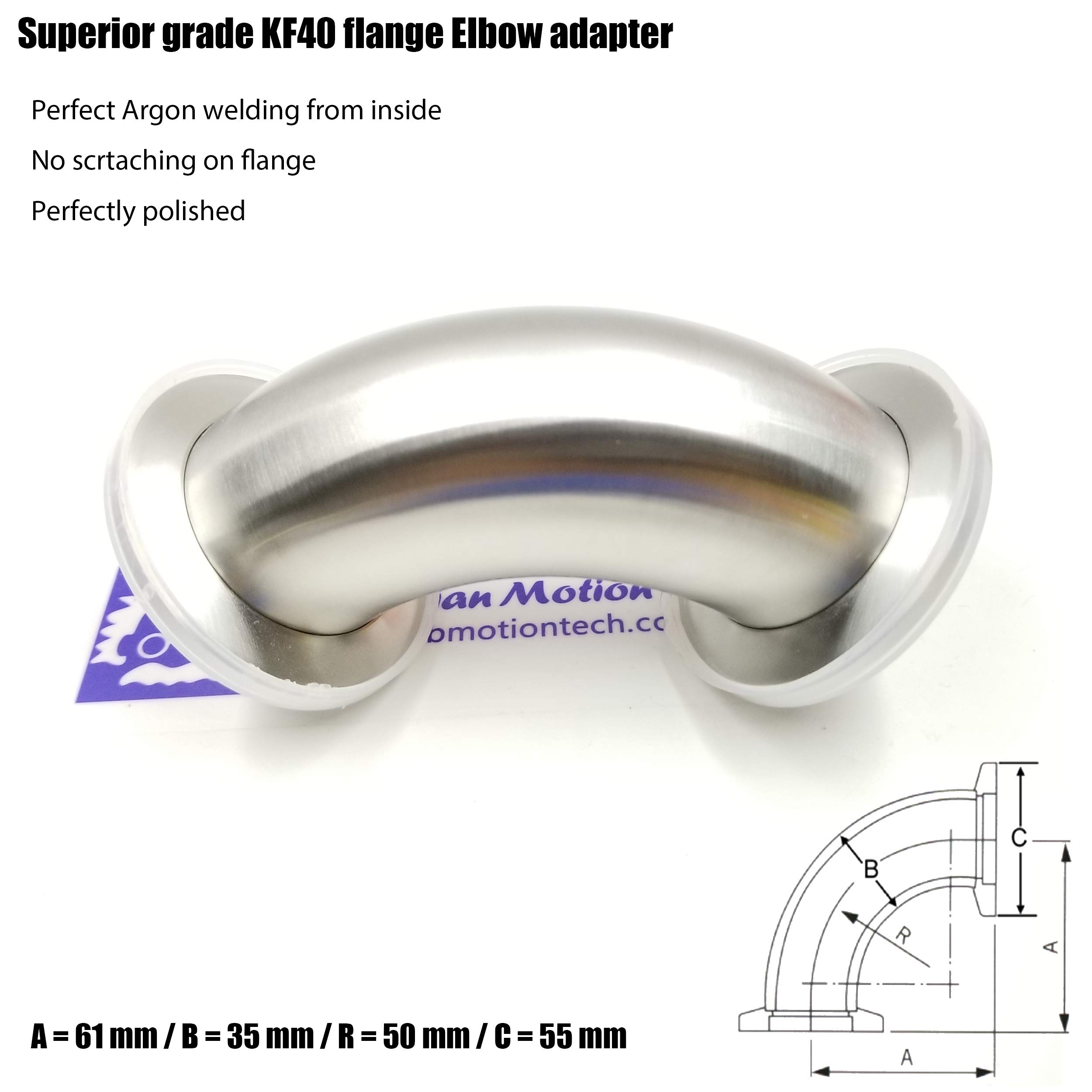 ISO-KF Flange Elbow Fitting with KF16 / KF25 / KF40 Flange (90° KF40 Elbow)