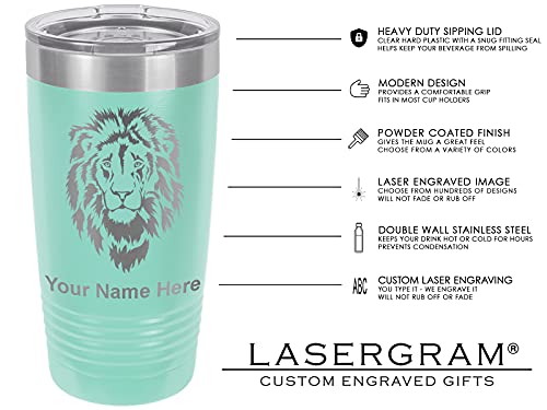 LaserGram 20oz Vacuum Insulated Tumbler Mug, Mermaid, Personalized Engraving Included (Teal)