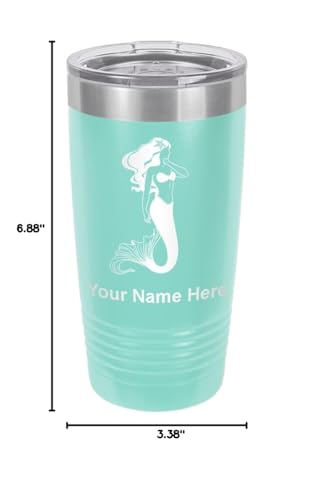 LaserGram 20oz Vacuum Insulated Tumbler Mug, Mermaid, Personalized Engraving Included (Teal)