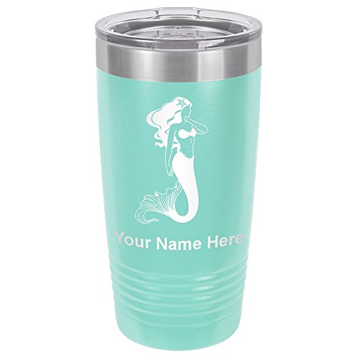 LaserGram 20oz Vacuum Insulated Tumbler Mug, Mermaid, Personalized Engraving Included (Teal)