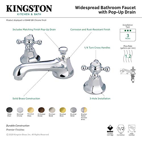 Kingston Brass KS4460BX Metropolitan Widespread Bathroom Faucet, 5-9/16 Inch in Spout Reach, Matte Black