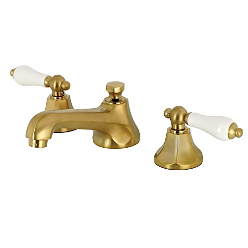 Kingston Brass KS4467PL 8 in. Widespread Bathroom Faucet, Brushed Brass