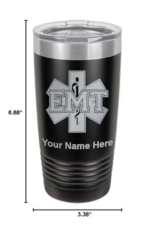 LaserGram 20oz Vacuum Insulated Tumbler Mug, EMT Emergency Medical Technician, Personalized Engraving Included (Black)