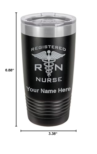 LaserGram 20oz Vacuum Insulated Tumbler Mug, RN Registered Nurse, Personalized Engraving Included (Black)