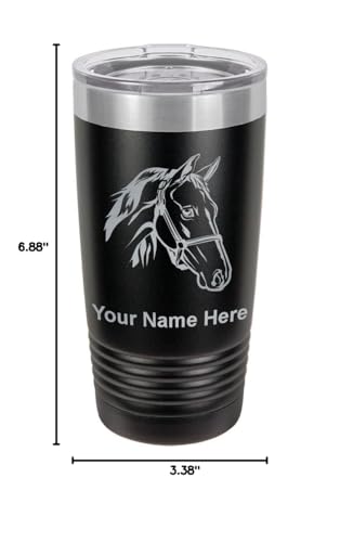 LaserGram 20oz Vacuum Insulated Tumbler Mug, Horse Head 2, Personalized Engraving Included (Black)