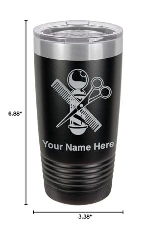 LaserGram 20oz Vacuum Insulated Tumbler Mug, Barber Shop Pole, Personalized Engraving Included (Black)
