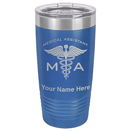 LaserGram 20oz Vacuum Insulated Tumbler Mug, MA Medical Assistant, Personalized Engraving Included (Dark Blue)