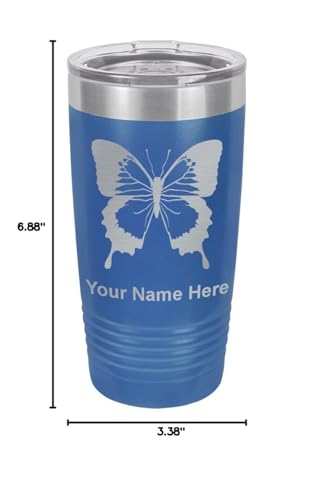 LaserGram 20oz Vacuum Insulated Tumbler Mug, Swallowtail Butterfly, Personalized Engraving Included (Dark Blue)