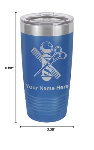 LaserGram 20oz Vacuum Insulated Tumbler Mug, Barber Shop Pole, Personalized Engraving Included (Dark Blue)