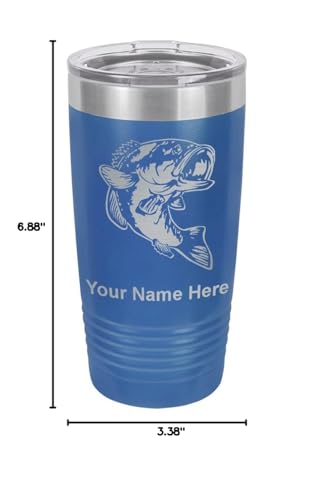 LaserGram 20oz Vacuum Insulated Tumbler Mug, Bass Fish, Personalized Engraving Included (Dark Blue)