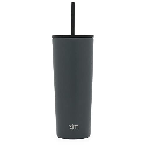 Simple Modern Insulated Tumbler with Lid and Straw | Iced Coffee Cup Reusable Stainless Steel Water Bottle Travel Mug | Gifts for Women Men Her Him | Classic Collection | 24oz | Graphite
