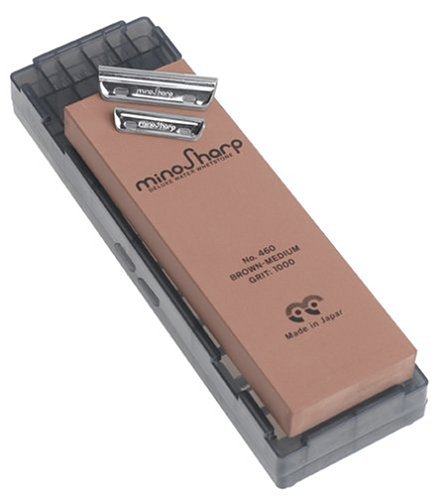Global 460, MinoSharp Medium Grit Whetstone Knife Sharpening Kit, 8.25", Brown