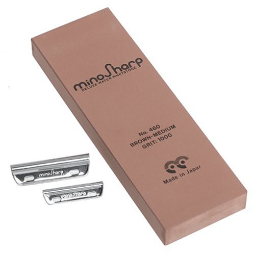 Global 460, MinoSharp Medium Grit Whetstone Knife Sharpening Kit, 8.25", Brown