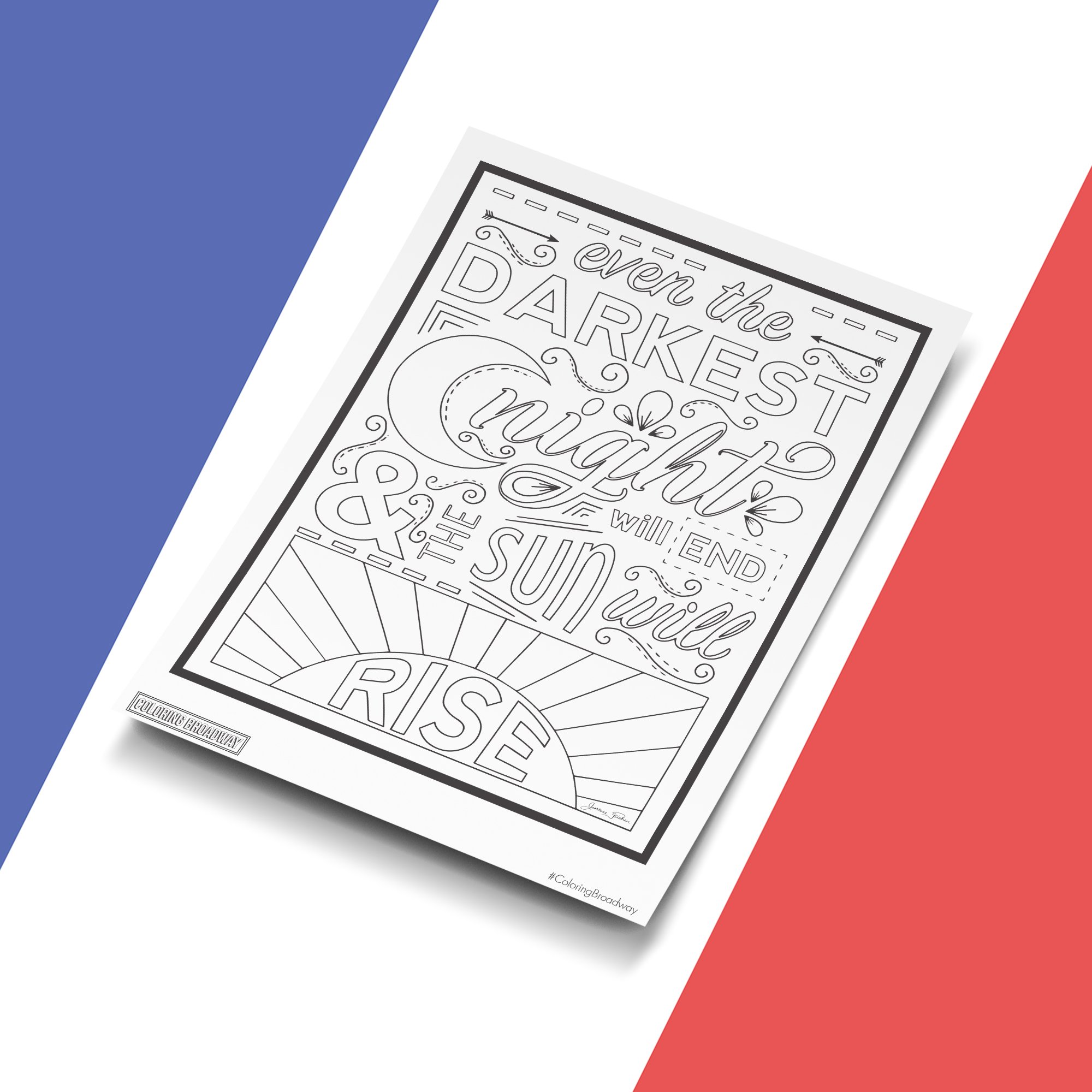 Coloring Broadway - Les Miserables Inspired Coloring Pages (Set of 4) “One Day More” Collection, Broadway Musical Merchandise, Card Stock (8 1/2” x 11”), Ideal Gift for a Broadway Theater Lover