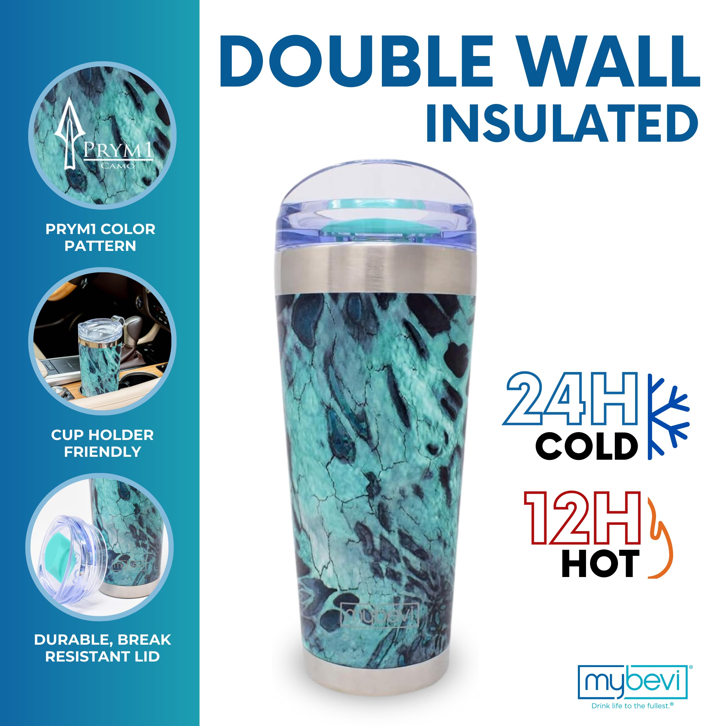 MyBevi Classic Stainless Steel Premium Grade Insulated Travel Tumbler (Shoreline Blue 26 oz)
