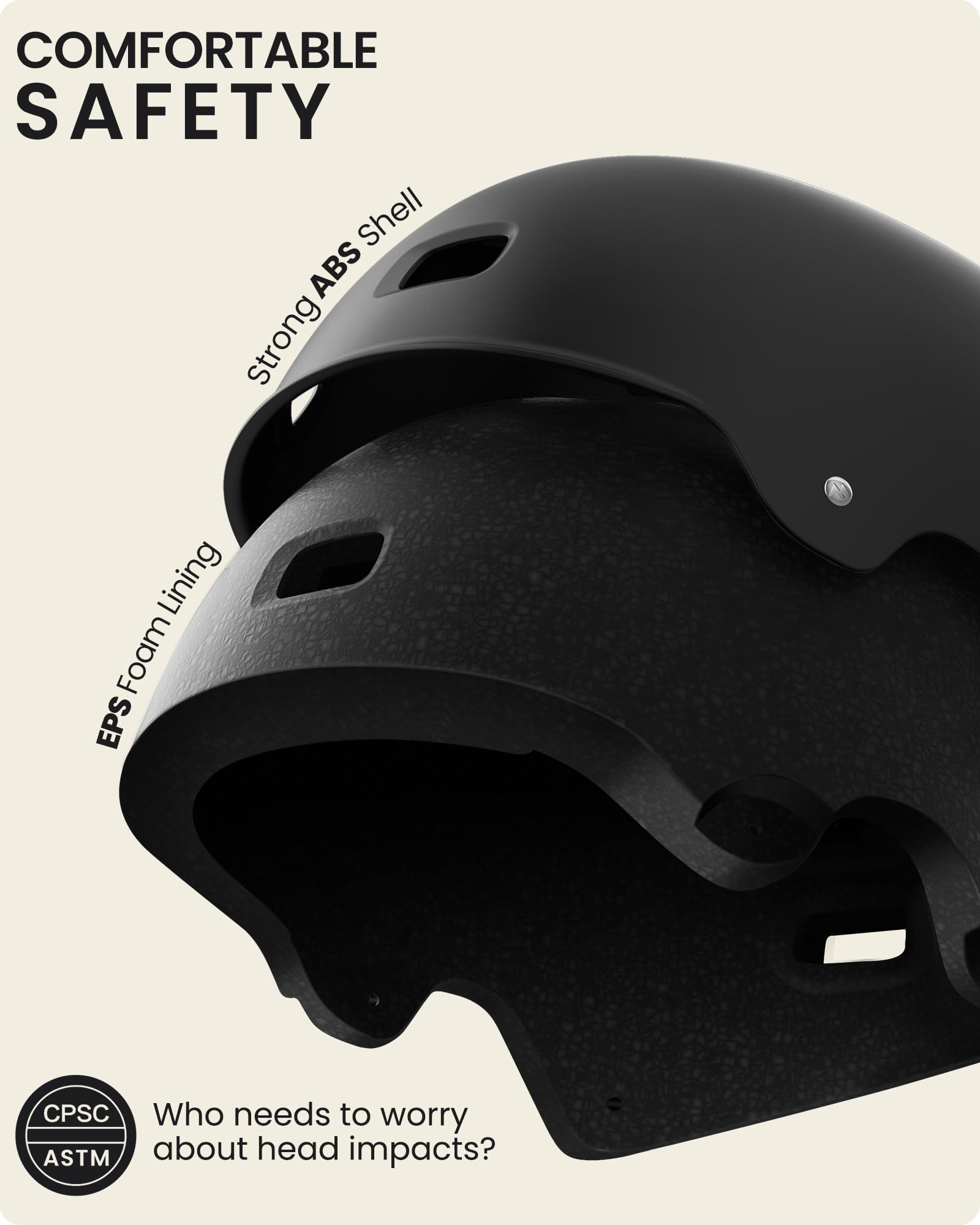 OutdoorMaster Skateboard Cycling Helmet - Two Removable Liners Ventilation Multi-Sport Scooter Roller Skate Inline Skating Rollerblading for Kids, Youth & Adults - L - Black