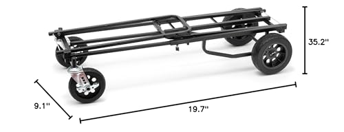 Rock-N-Roller R12STEALTH (All Terrain Stealth) 8-in-1 Folding Multi-Cart/Hand Truck/Dolly/Platform Cart/34" to 52" Telescoping Frame/500 lbs. Load Capacity, Black